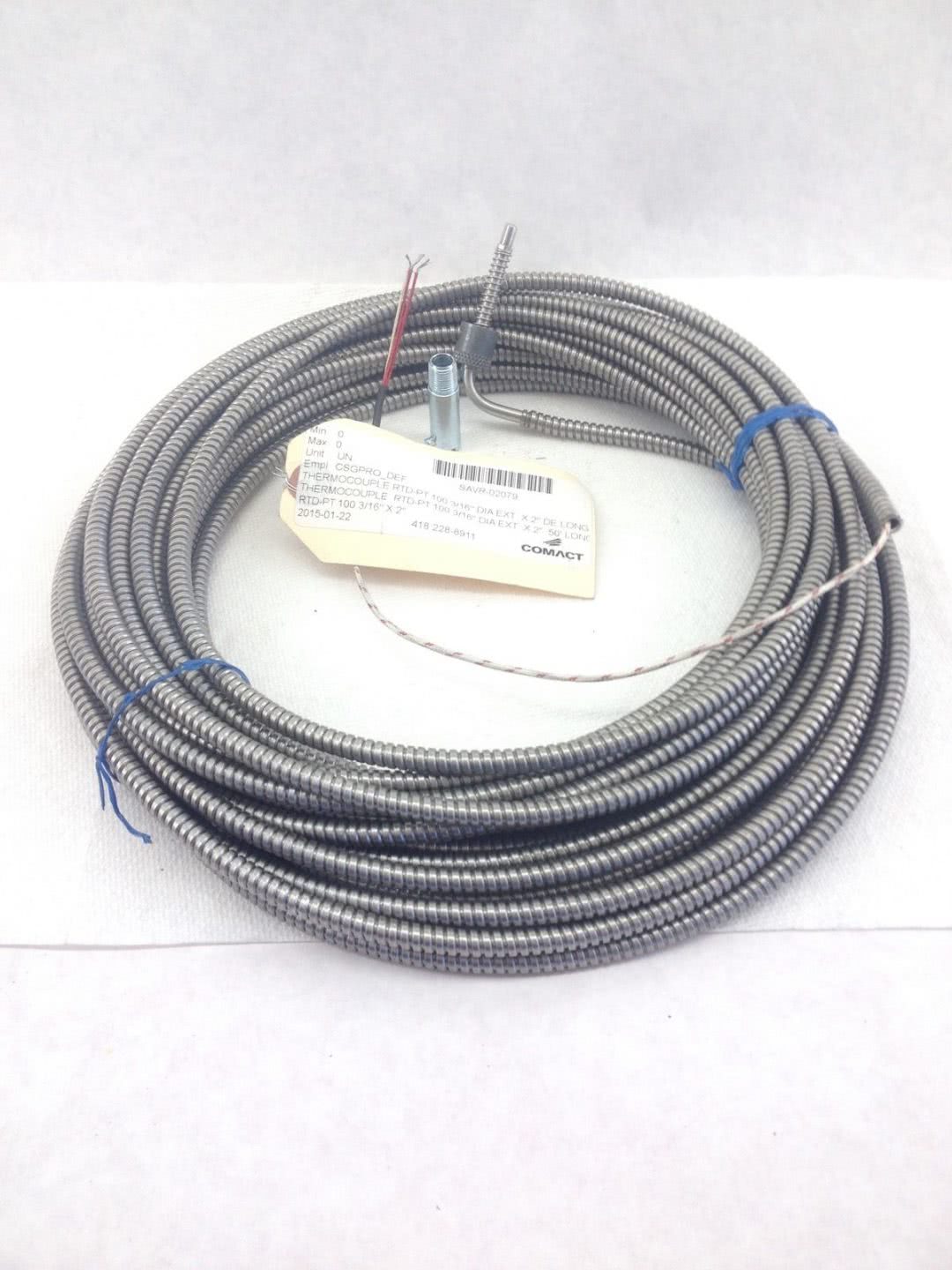 RTD-PT100 THERMOCOUPLE 3/16 D x 2 DE Long x 50FT ARMORED CABLE (B161)