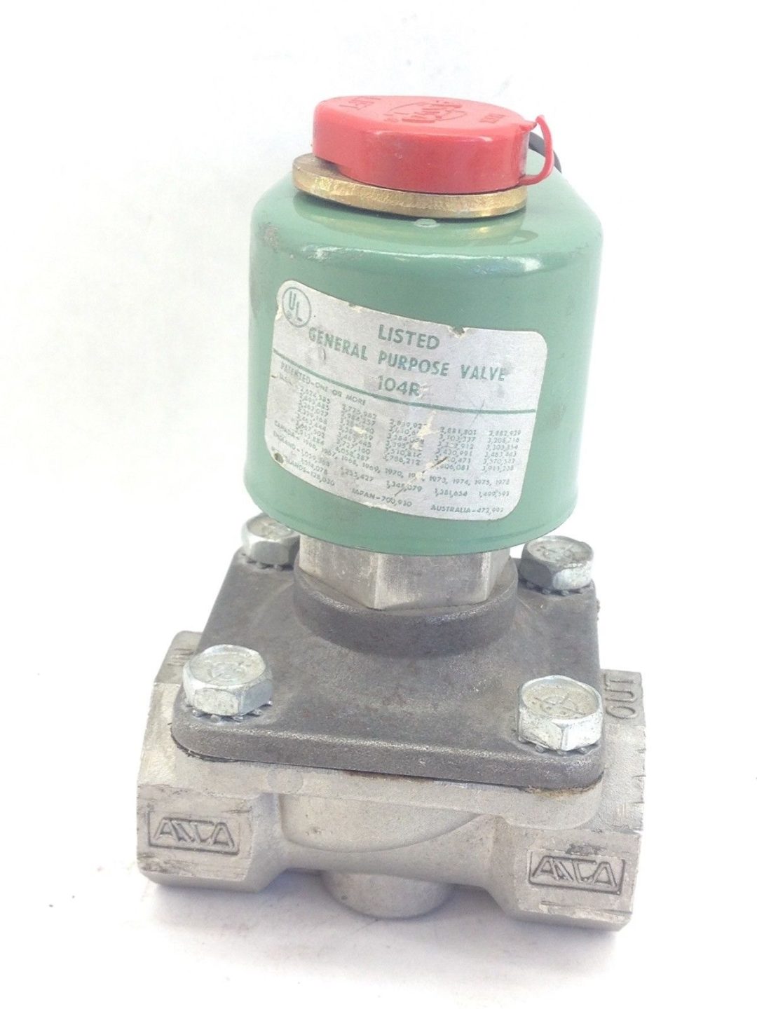 ASCO RED HAT #104R GENERAL PURPOSE SS SOLENOID VALVE 120VDC 1/2 (A852)