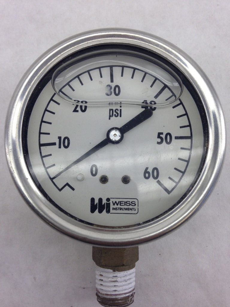 WEISS PRESSURE GAUGE 2-1/2 GLYCERINE FILLED 0-60 PSI (F72)