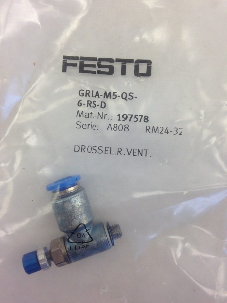 FESTO 1-WAY FLOW CONTROL VALVE, GRLA-M5-QS-6-RS-D (A776)