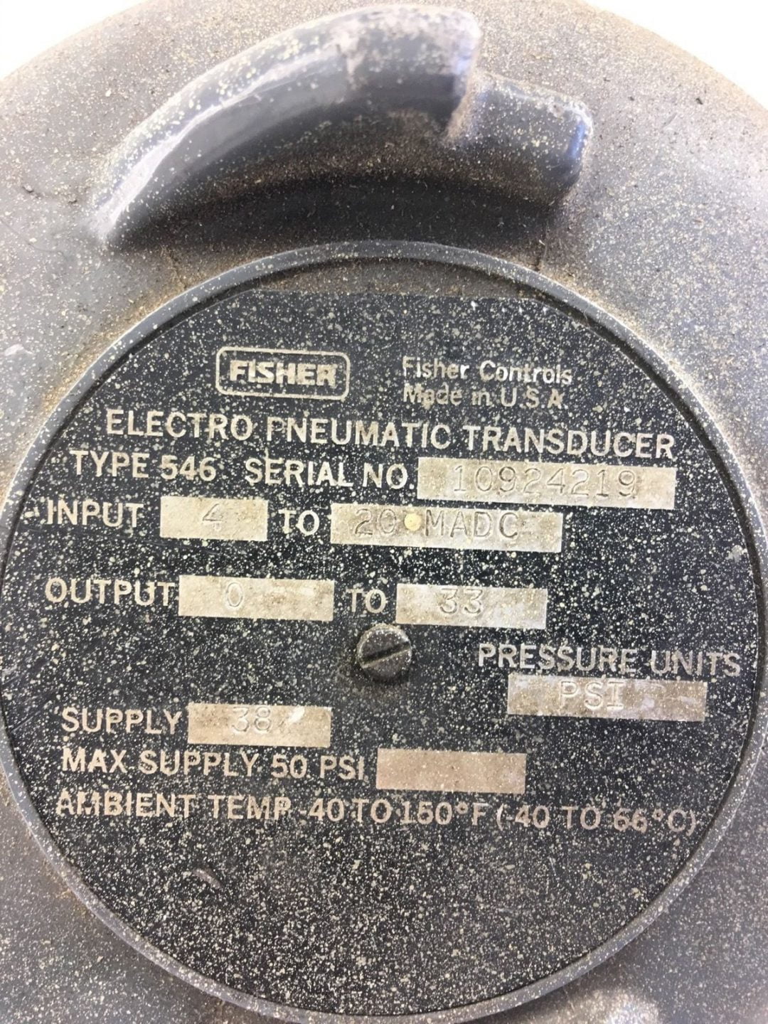 FISHER CONTROLS TYPE 546 ELECTRO-PNEUMATIC TRANSDUCER, B374
