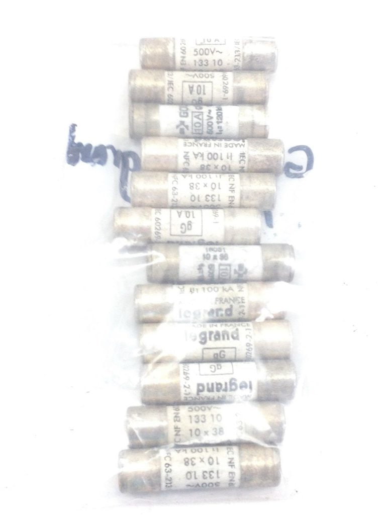 GOULD LEGRAND 10A gG CLASS gG MIDGET FUSES 10mm X 38mm 12-pack (F21)