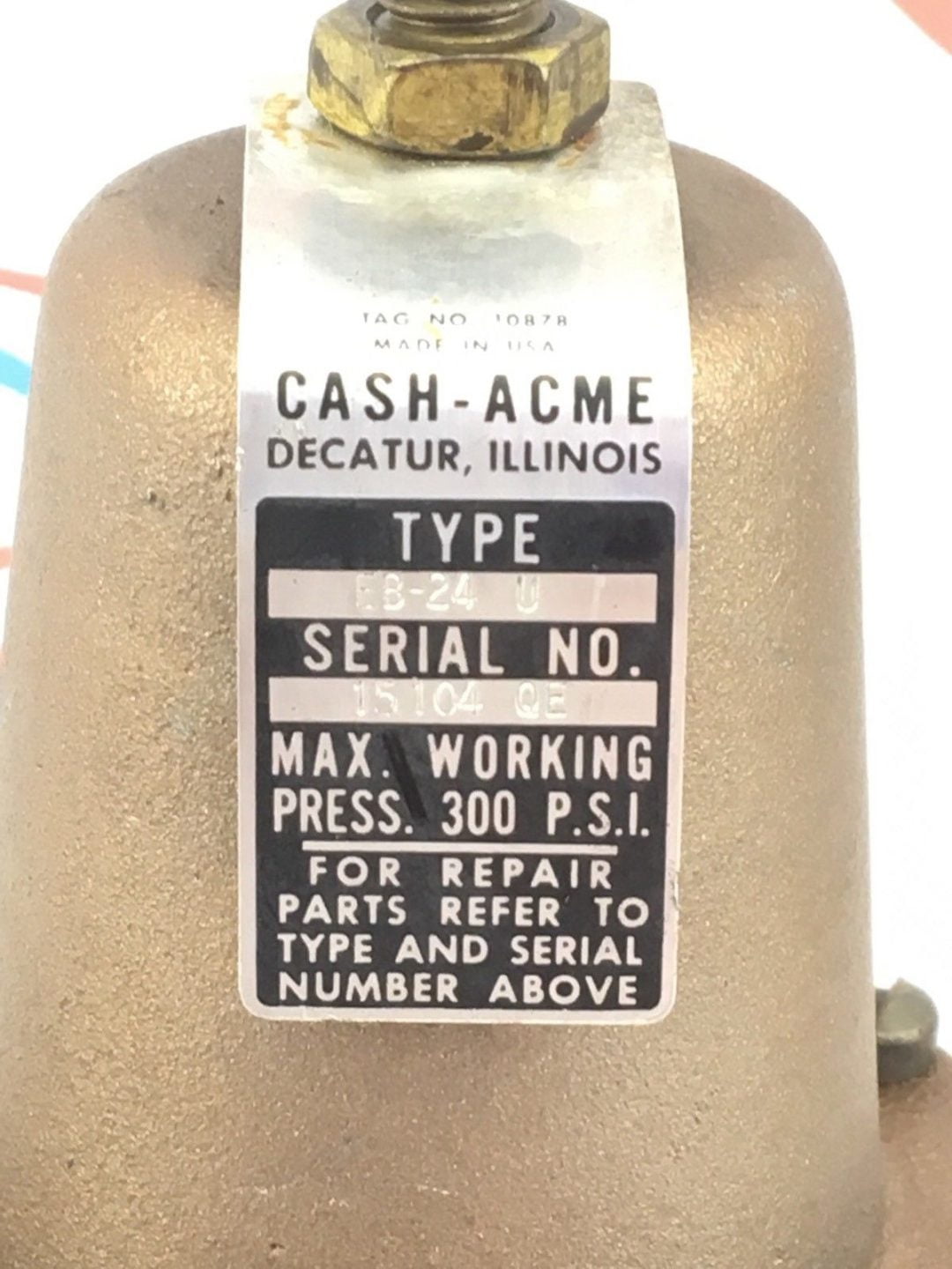 CASH-ACME EB-24U PRESSURE REGULATOR BY-PASS CHECK VALVE 3/4 10 ~ 40 PSI