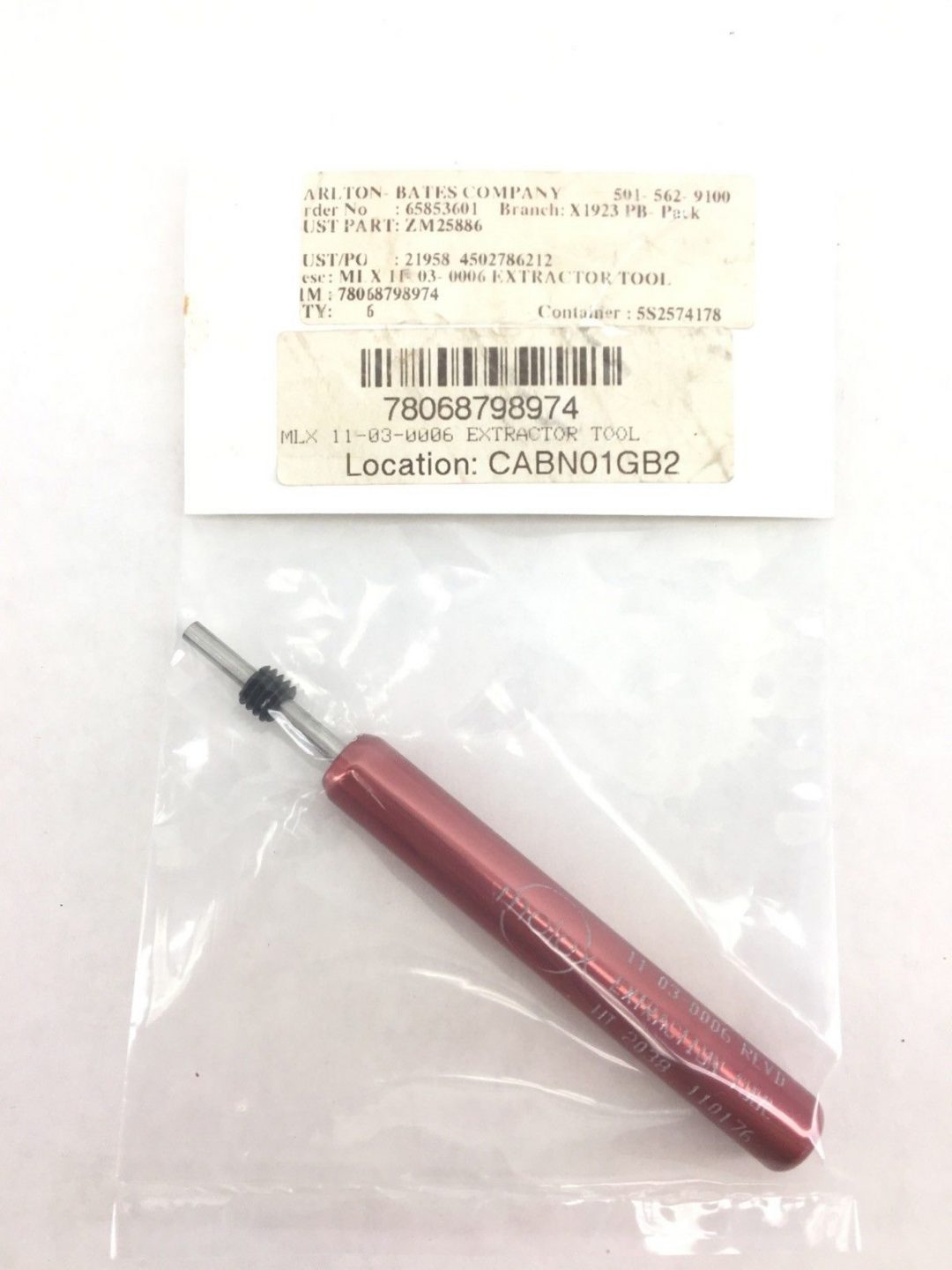 MOLEX HT2038 110176 PIN EXTRACTION TOOL 11-03-0006 REVD (F103)