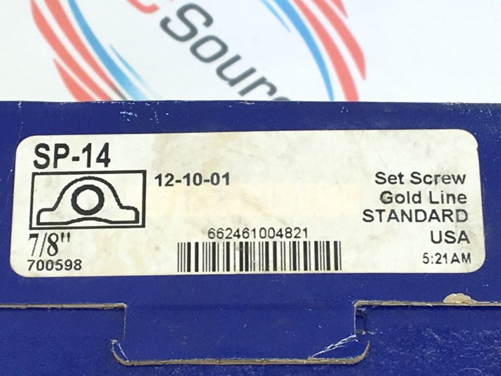 SEALMASTER GOLD LINE STANDARD SP-14 7/8 SET SCREW PILLOW BLOCK MOUNTED ...