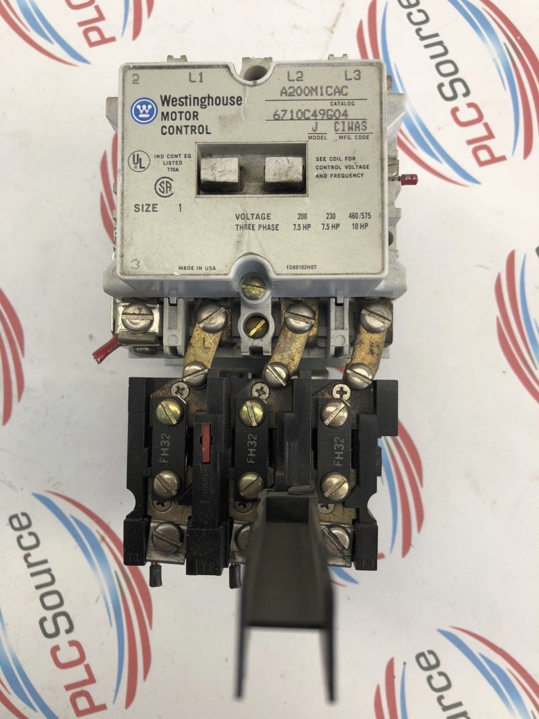WESTINGHOUSE A200M1CAC 6710C49G04 MOTOR CONTROL SIZE 1 MODEL J THREE PHASE