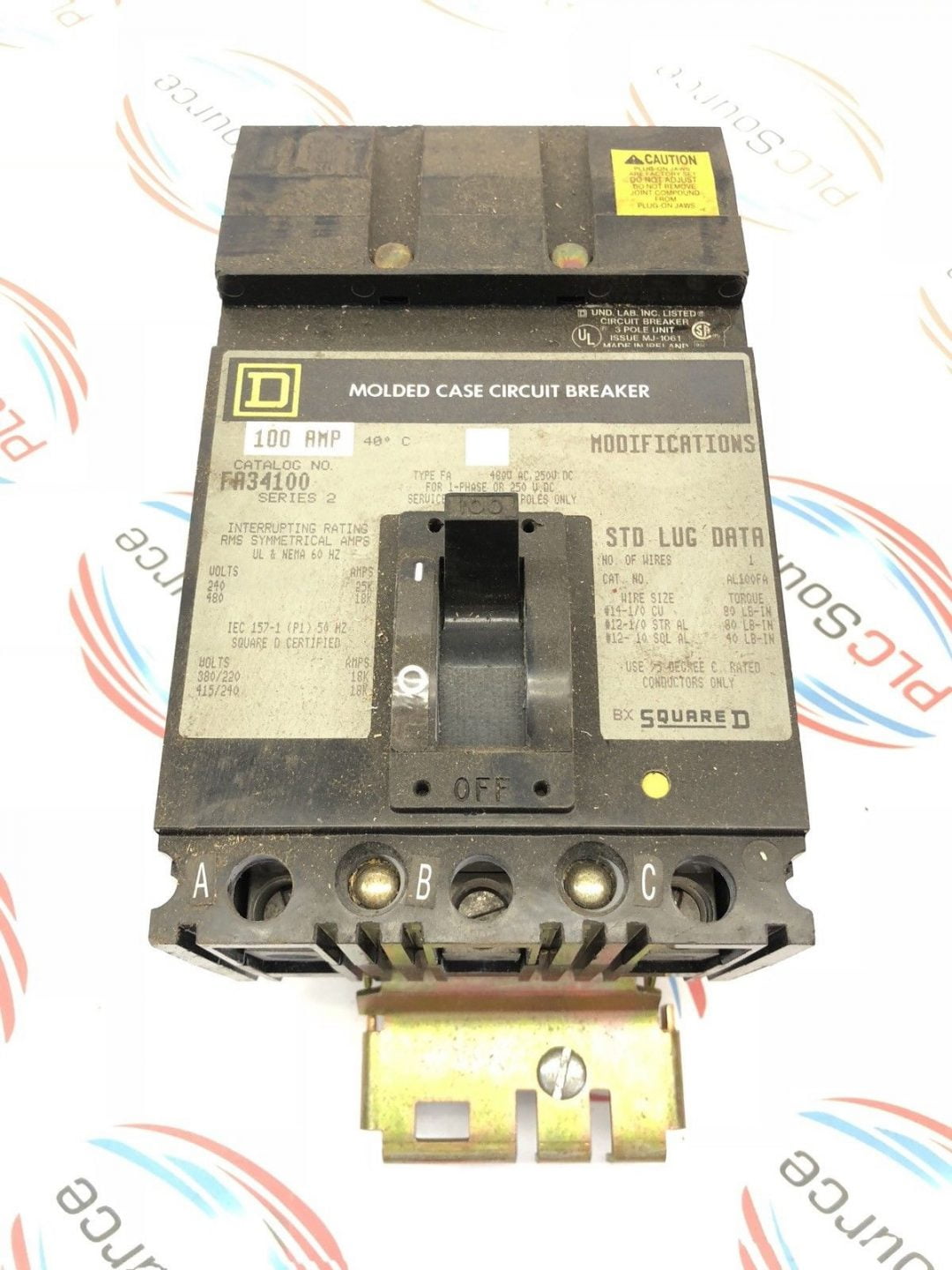 SQUARE D FA34100 100 AMP I-LINE CIRCUIT BREAKER 480V 3 POLE