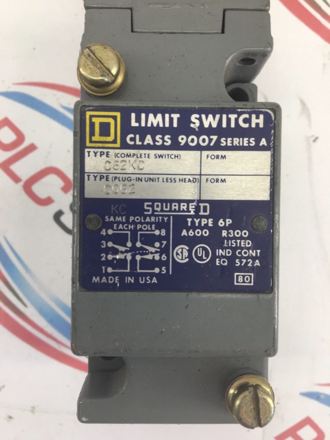 SQUARE D LIMIT SWITCH CLASS 9007 SERIES A C62KC