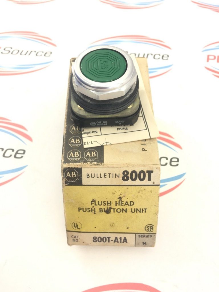 ALLEN BRADLEY 800T-A1A SERIES N GREEN FLUSH HEAD PUSH BUTTON UNIT