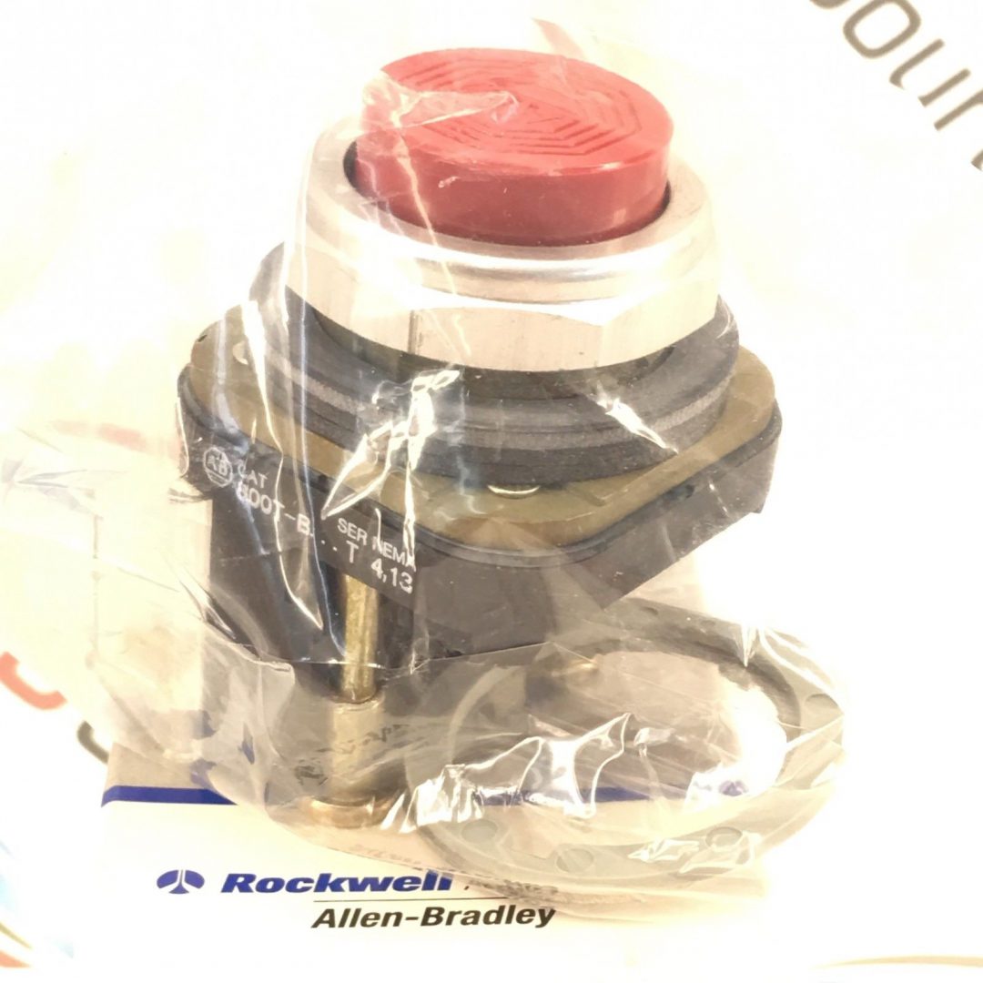 ALLEN BRADLEY 800T-B6A SERIES T RED EXTENDED HEAD PUSH BUTTON 1NO 1NC ...