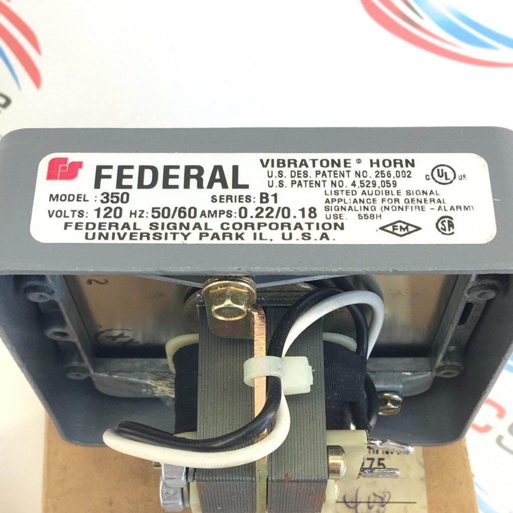 FEDERAL SIGNAL MODEL 350 SERIES B1 VIBRATONE HORN 120V, 50/60 Hz 0.22/0 ...