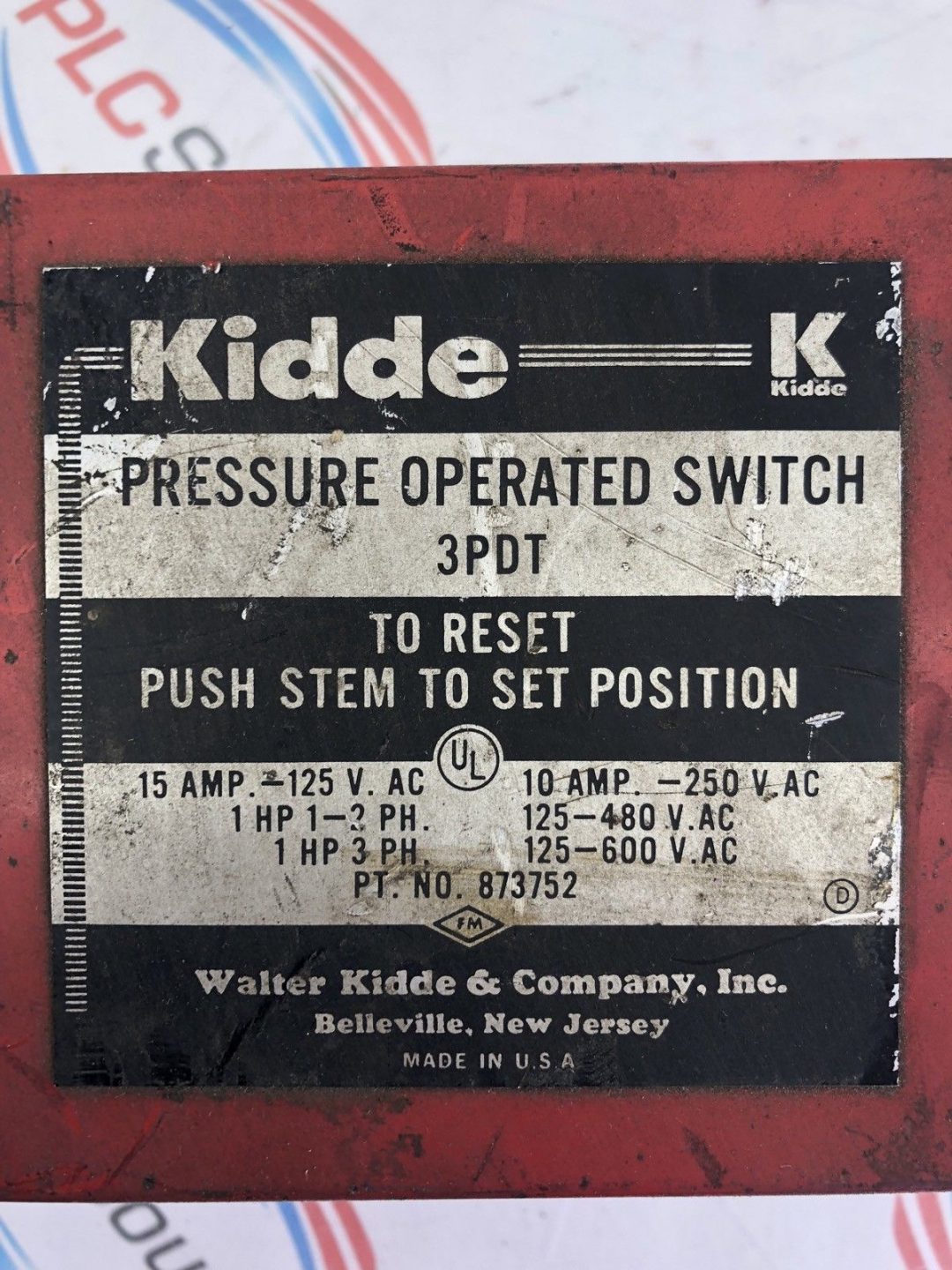 WALTER KIDDE 3PDT PRESSURE OPERATED SWITCH