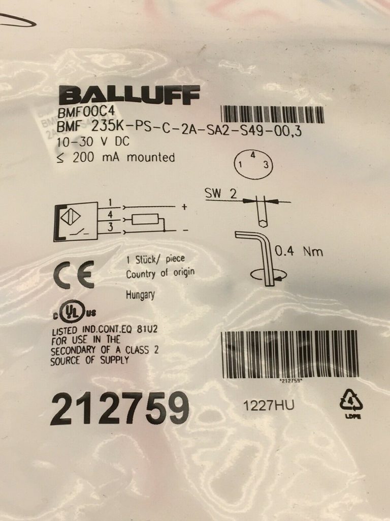 BALLUFF CABLE BMF00C4 SENSOR