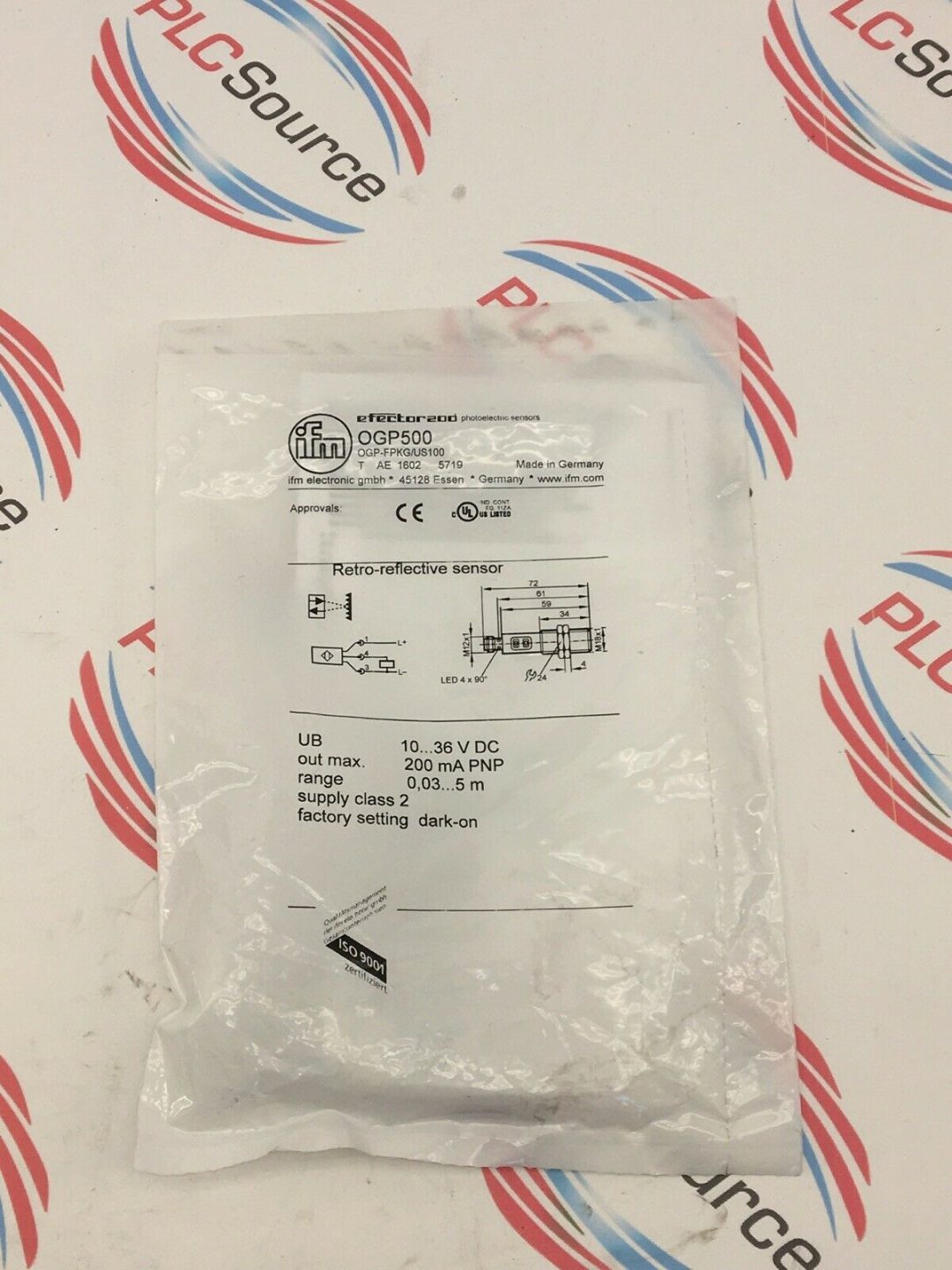 IFM OGP500 EFECTOR 200 RETRO-REFLECTIVE PHOTOELECTRIC SENSOR