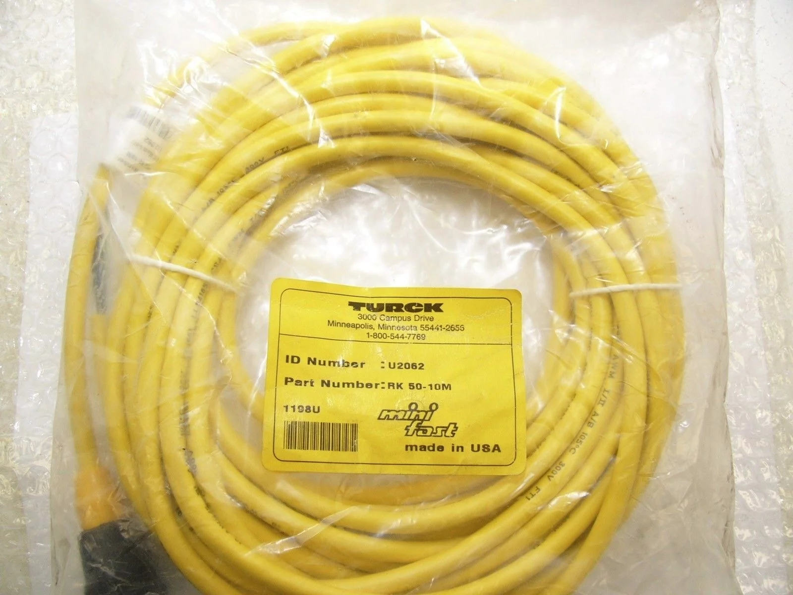 TURCK RK50-10M Cordset MINIFAST U2062 7/6-16UN Female Straight,5 Wire ...
