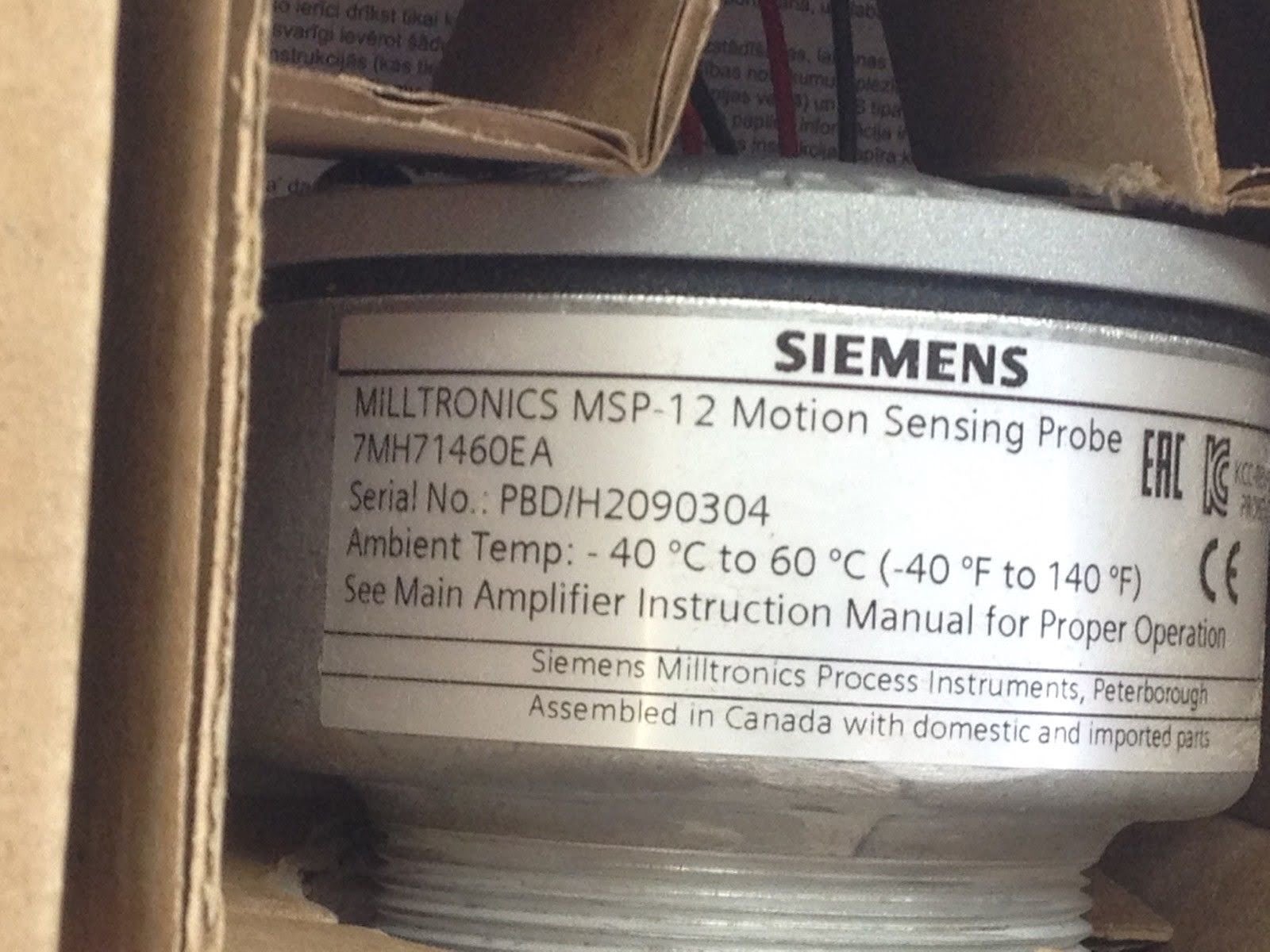 SIEMENS MILLTRONICS MSP-12 MOTION SENSING PROBE & DVD (B450)